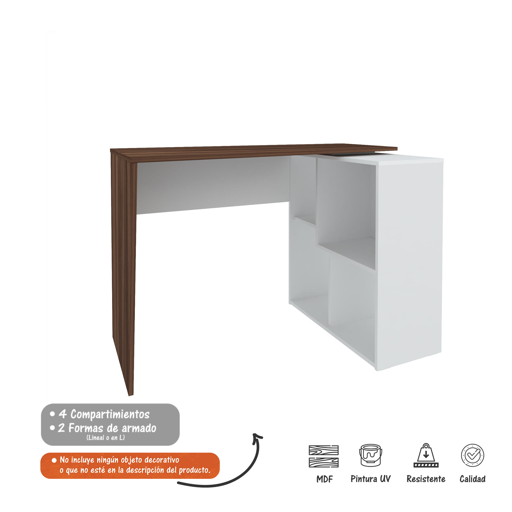 Escritorio Urban Bertolini- Blanco/Marron - Bertolini Colombia