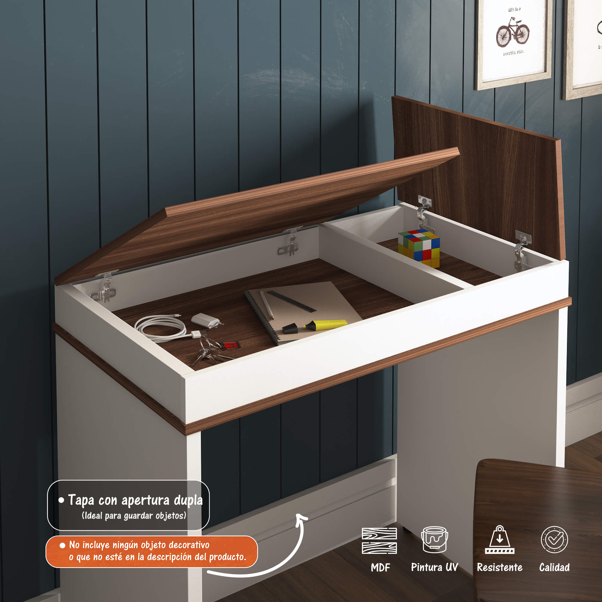 Escritorio Mesa de Computador Bertolini Color Blanco con Marron ...