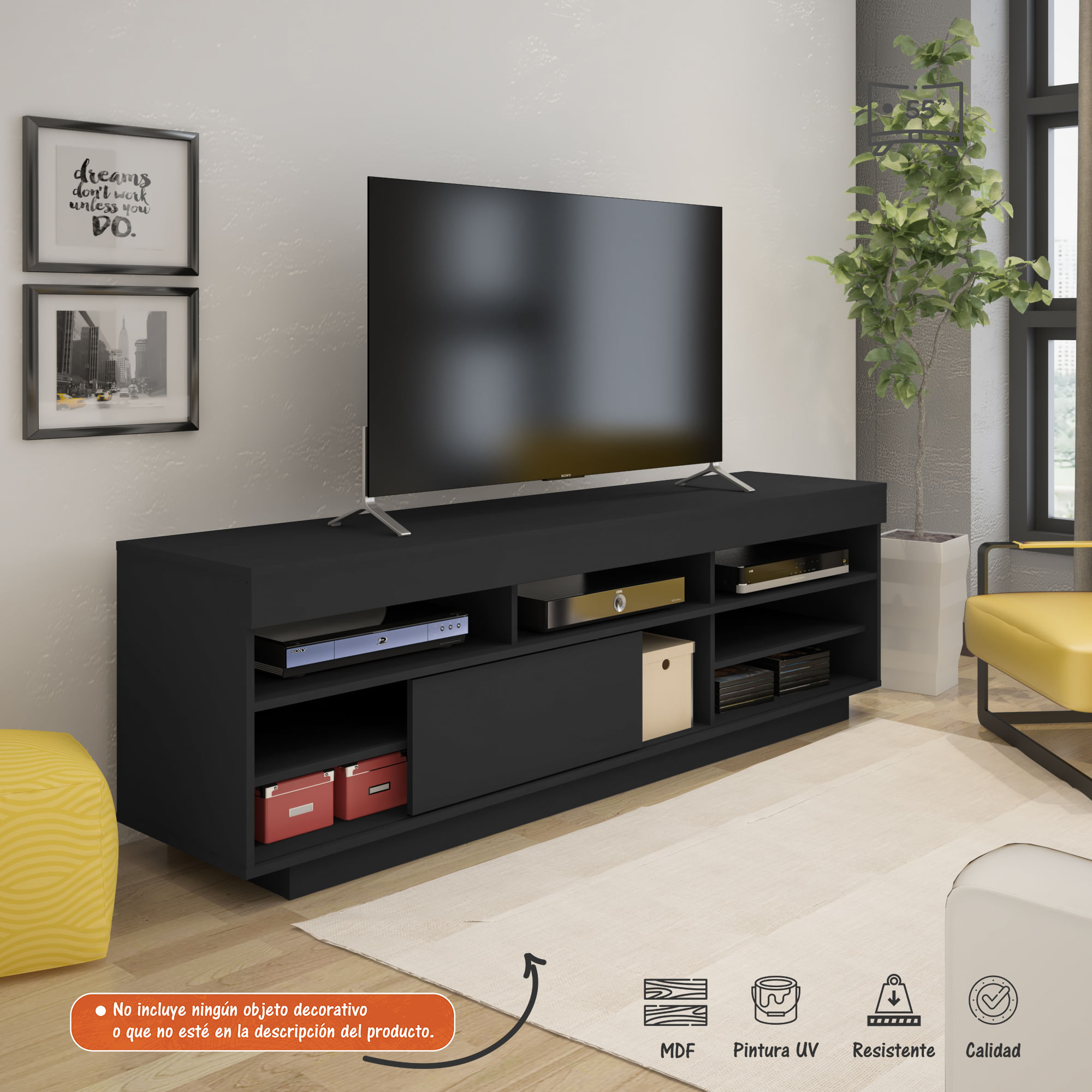 Mueble de TV 55" Bertolini Color Negro - Bertolini Colombia