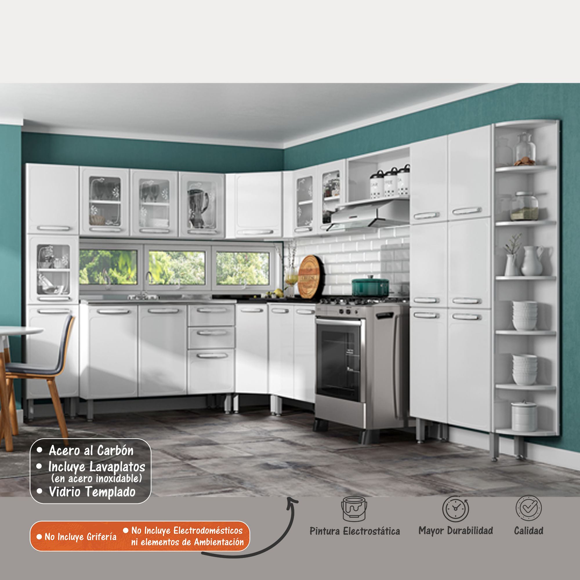 Cocina Integral Evidence Bertolini 2,28x3,34m - Blanco - Bertolini Colombia