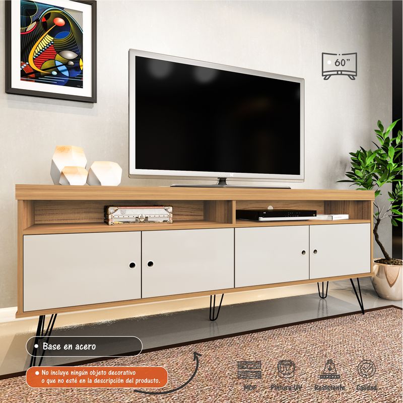 Mueble de TV 55" Bertolini Color Rustico con Blanco - Bertolini Colombia