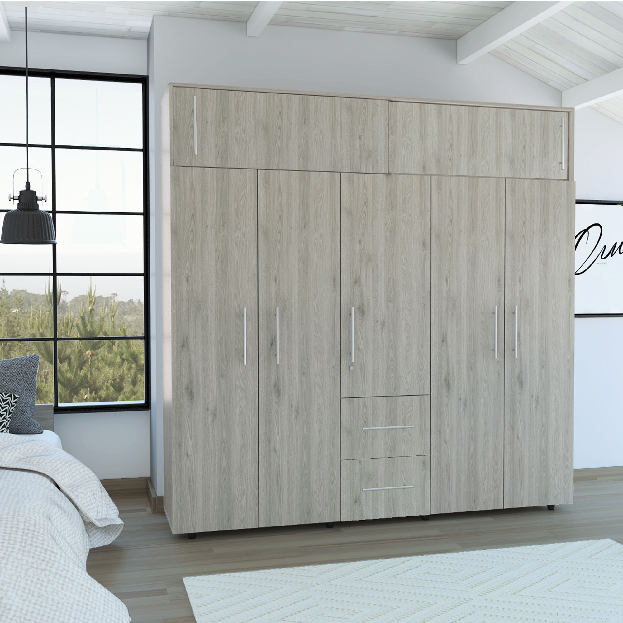 Closet Tulum 204 X 200 X 50 Color Ceniza y Blanco - Bertolini Colombia