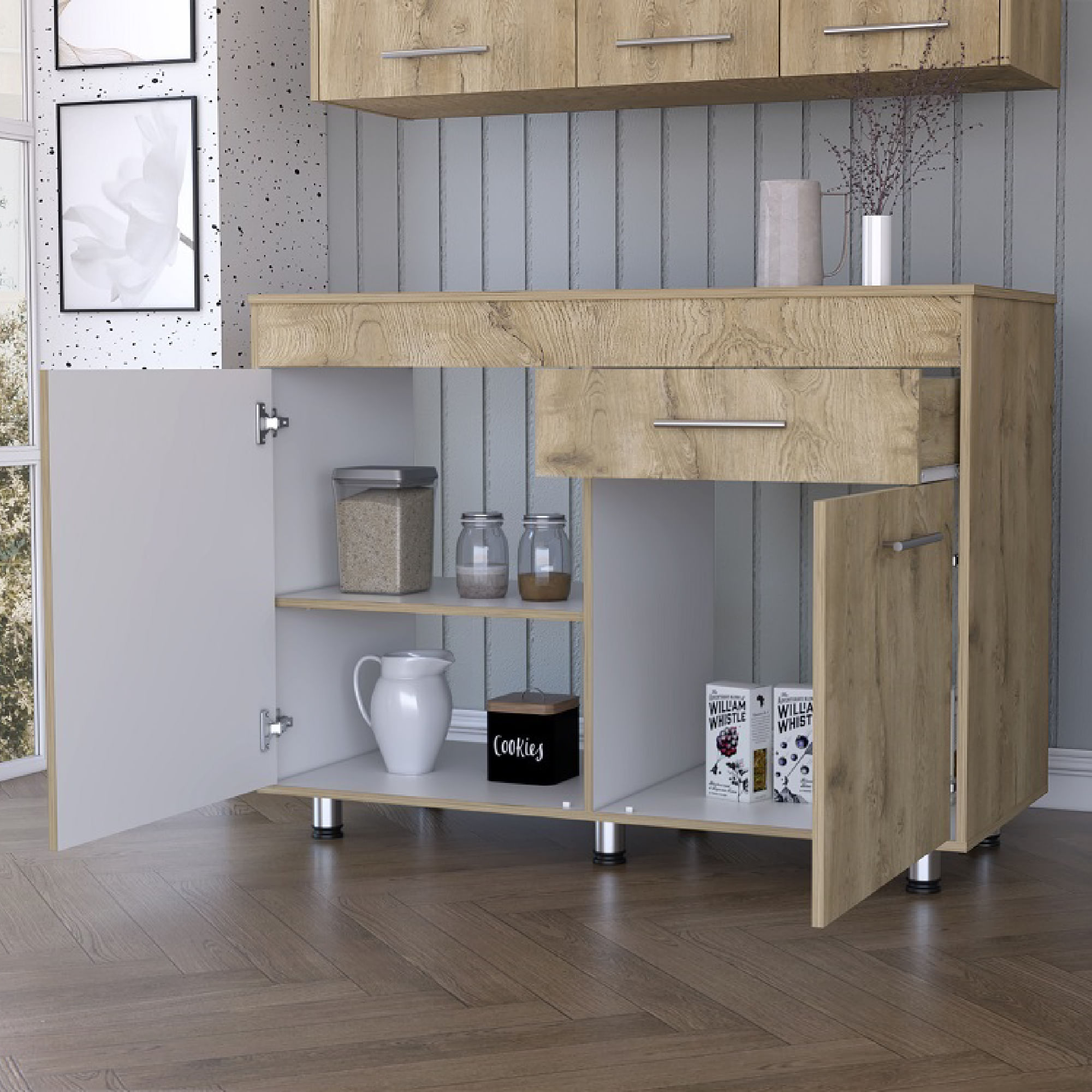 Mueble Inferior de Cocina Italo Bertolini Color Macadamia y Blanco ...