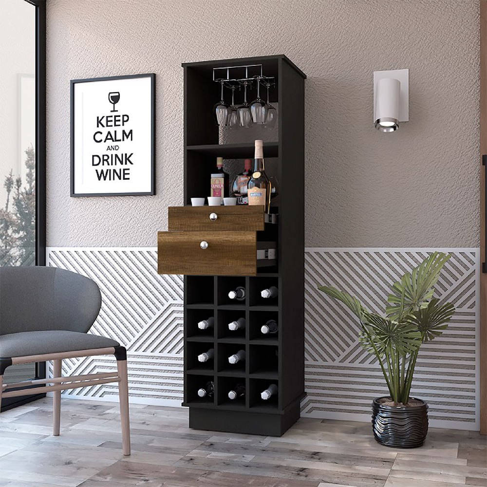 Mueble de Bar Lago Bertolini Color Wengue y Caramelo - Bertolini Colombia