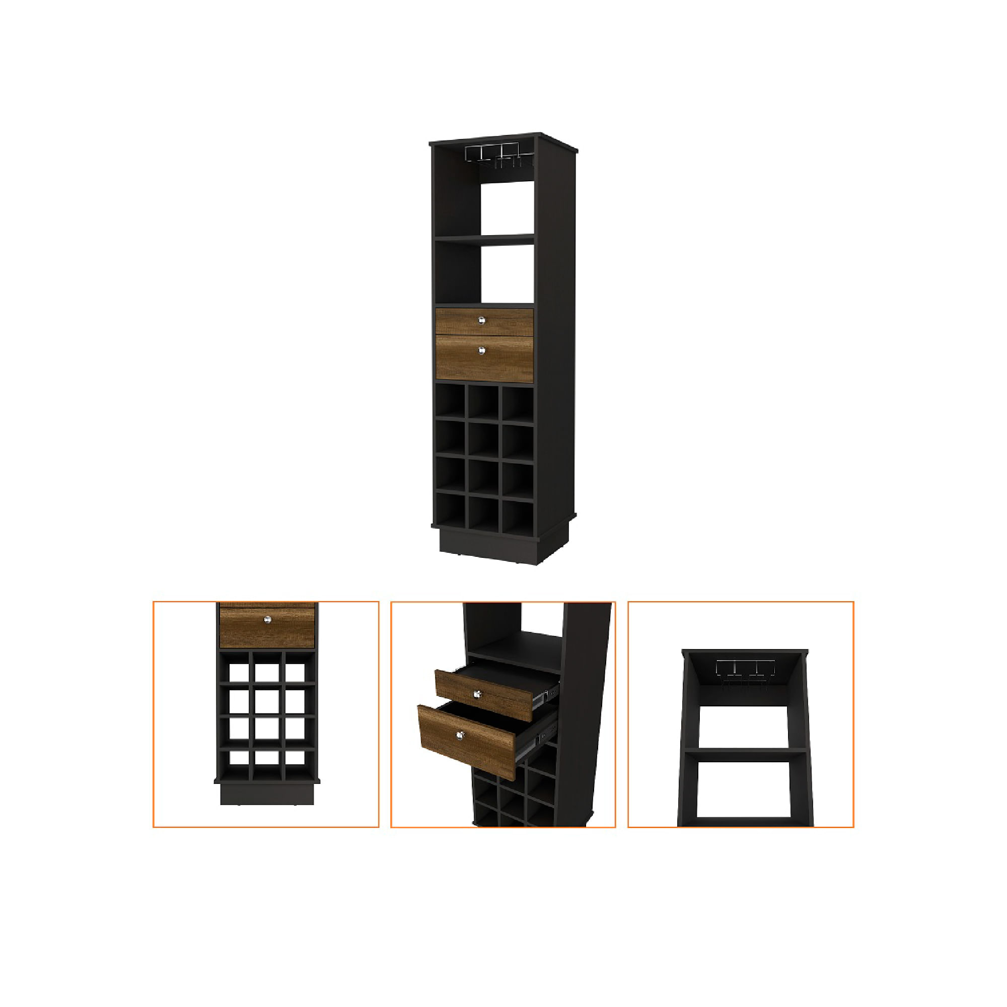 Mueble de Bar Lago Bertolini Color Wengue y Caramelo - Bertolini Colombia