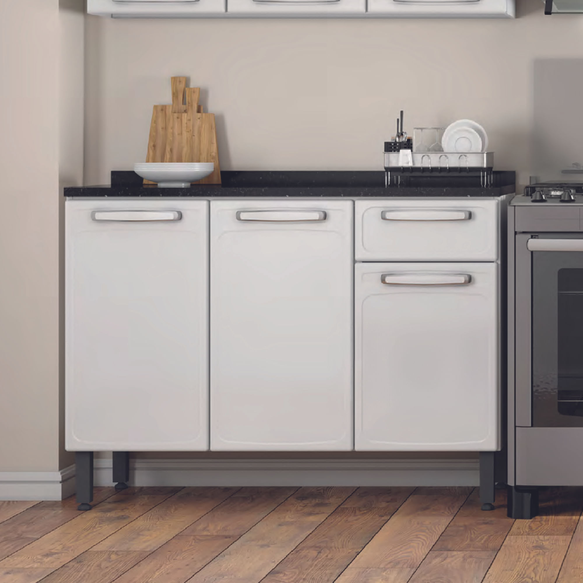 Mueble inferior de cocina 120cm con Mesón Bertolini Blanco - Bertolini ...