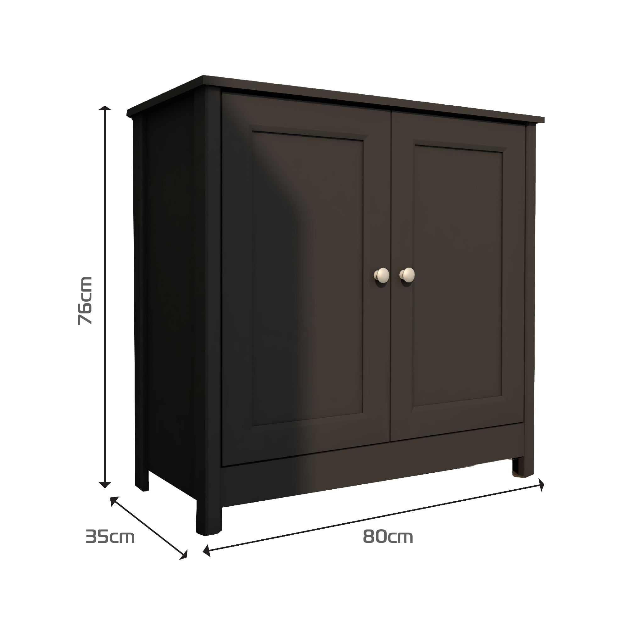 Mueble Bifet 80cm en MDP 2 puertas Negro - Bertolini Colombia